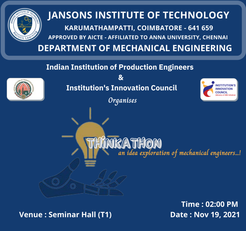 Thinkathon – An Idea Exploration for Mechanical Engineers - Jansons Institute of Technology