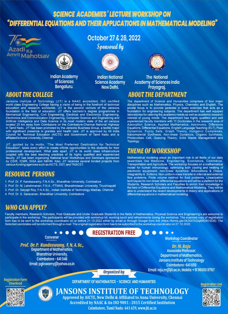 Science Academies’ Lecture Workshop on “Differential Equations and ...