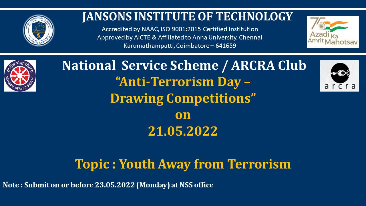 Anti-Terrorism Day – Drawing Competition - Jansons Institute of Technology
