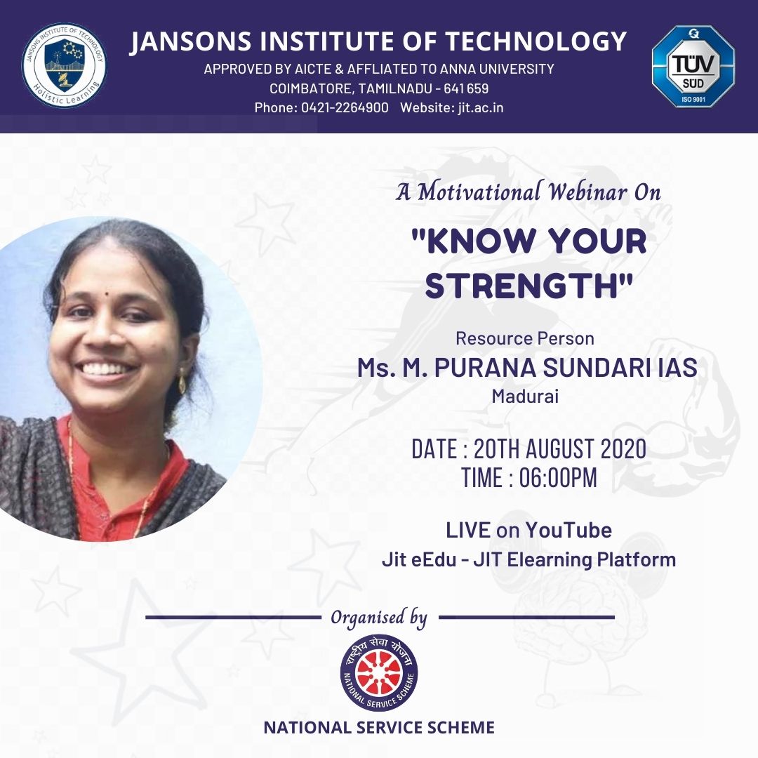 Motivational Webinar on KNOW YOUR STRENGTH - Jansons Institute of Technology