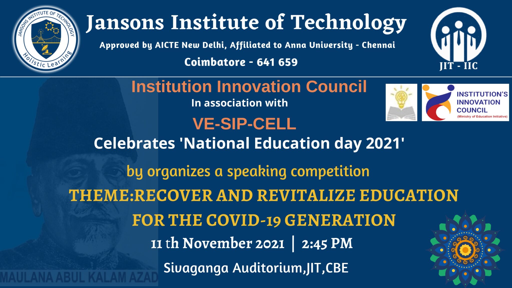 National Education Day 2021 - Jansons Institute of Technology