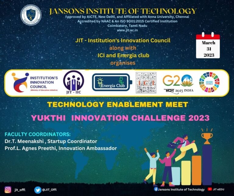 Yukthi Innovation Challenge 2023 - Jansons Institute of Technology