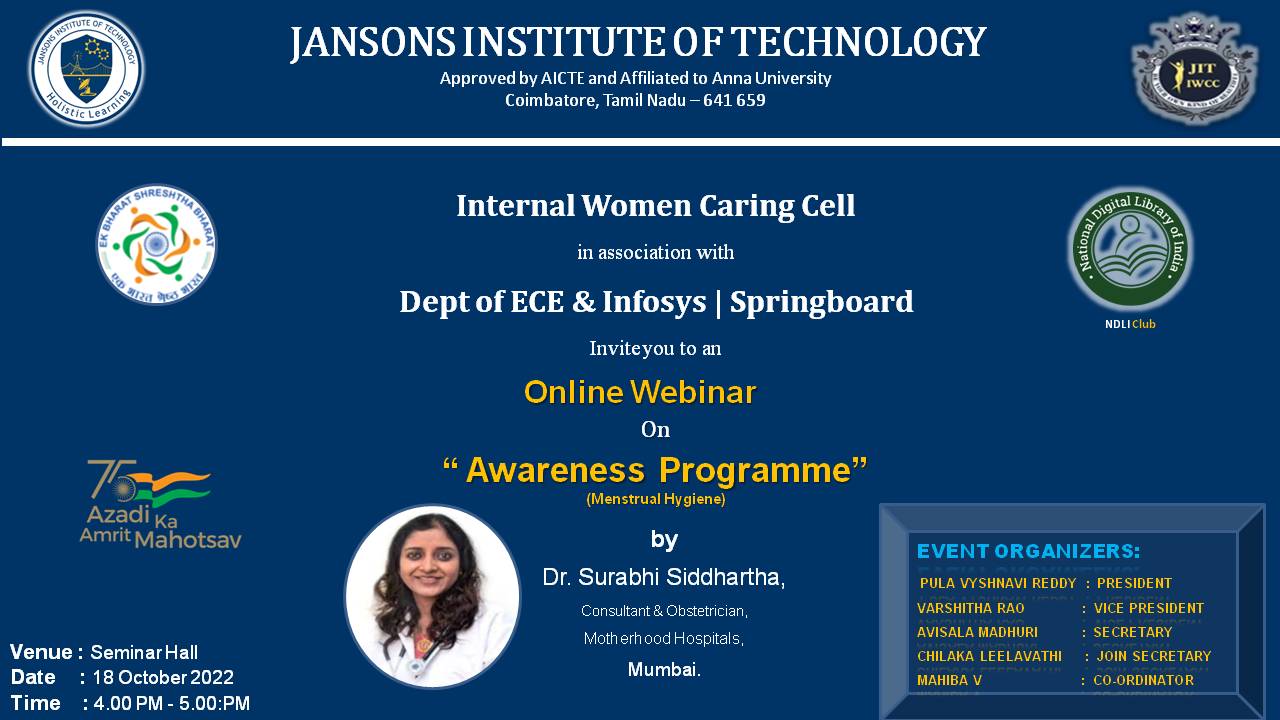 Menstrual Hygiene-Awareness Program - Jansons Institute of Technology