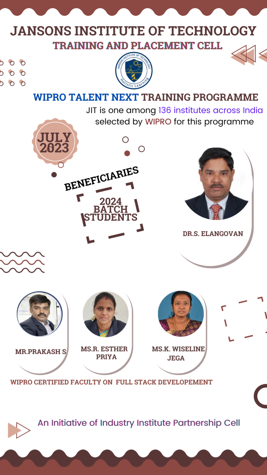 Wipro Talent Next Training programme - Jansons Institute of Technology