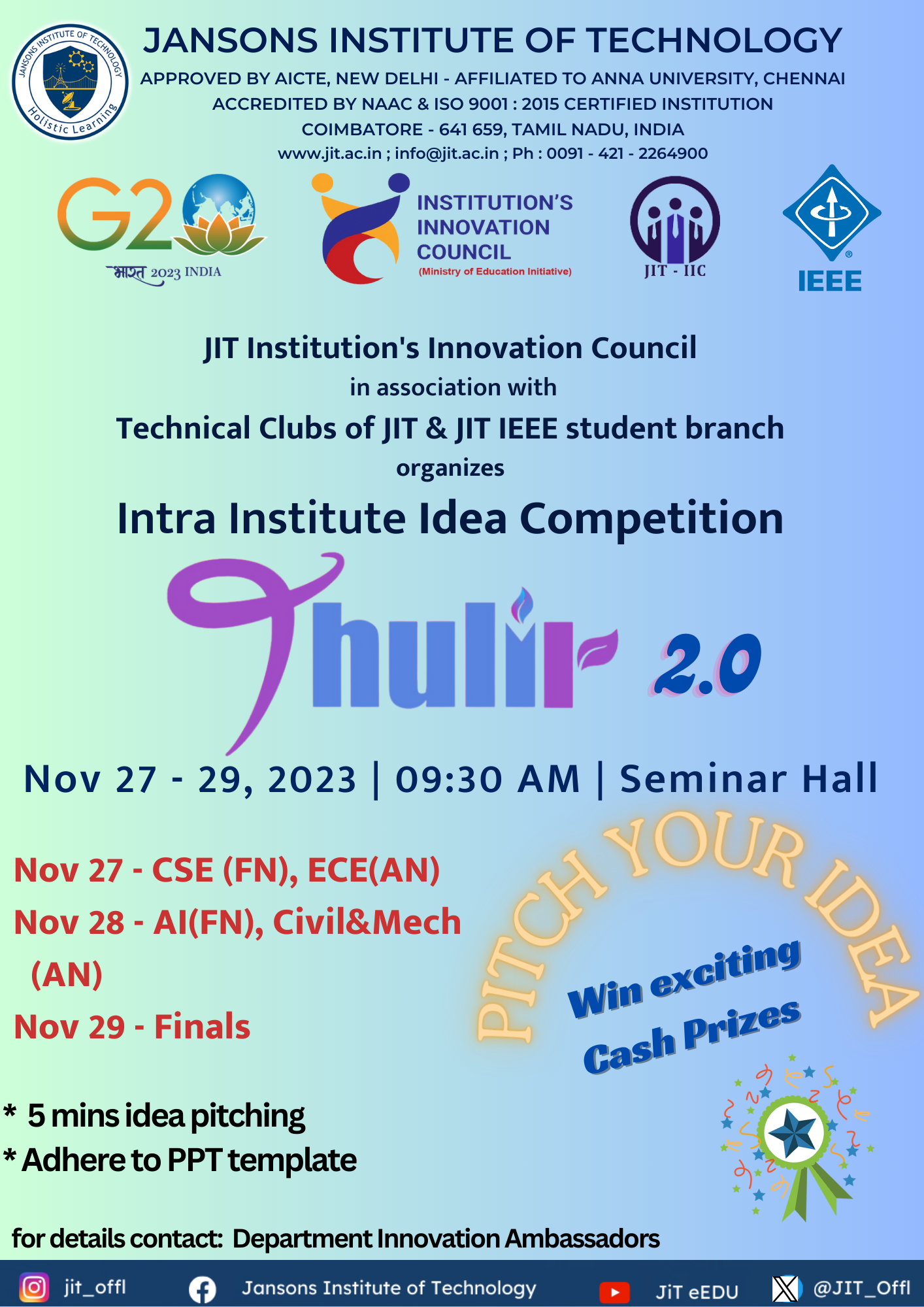 Idea Presentation contest- Thulir 2.0 - Jansons Institute of Technology