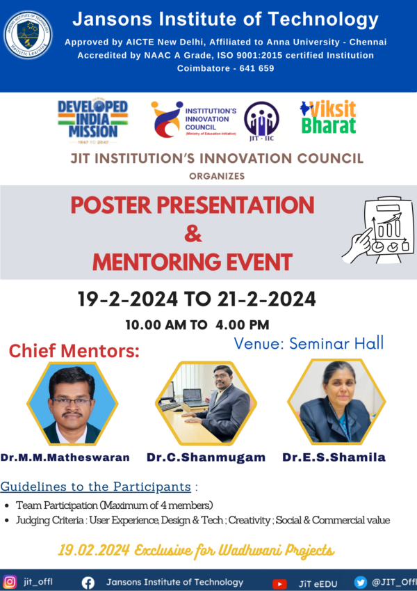 Poster presentation and mentoring event - Jansons Institute of Technology